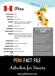 Peru | Activity Ideas for Seniors & the Elderly