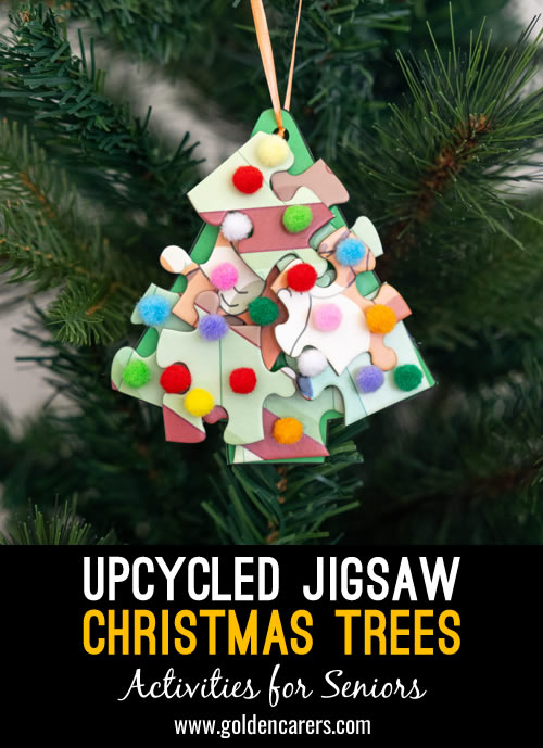 Upcycled Jigsaw Christmas Trees