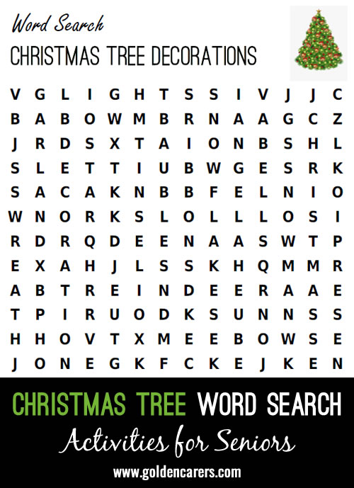 Christmas Tree Decorations Word Search