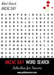 ANZAC Day Word Search