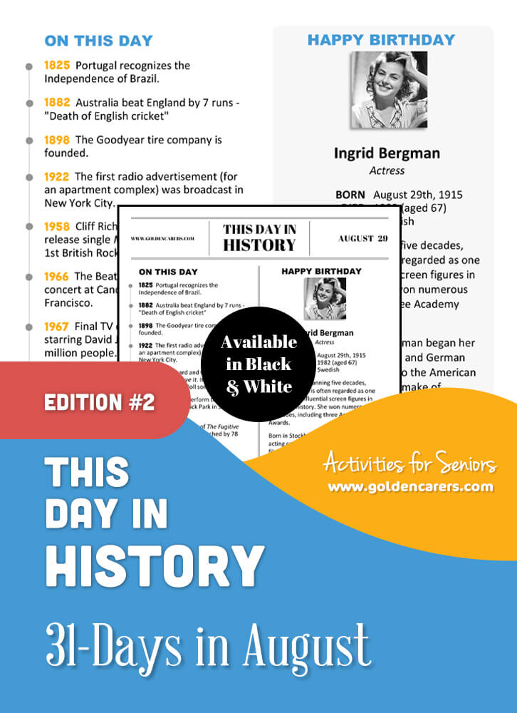 This Day in History for Seniors: August - 2nd Edition
