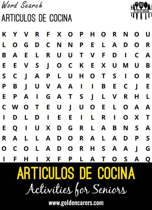 Hojas De Trabajo Imprimibles De Sopa De Letras De Cocina