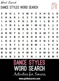 Dance Styles Word Search