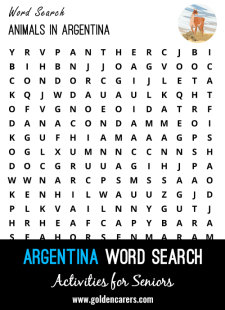 Argentinan Animals Word Search