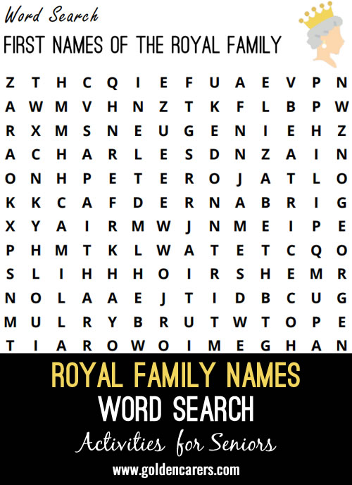 Queen Elizabeth's Extended Family Word Search