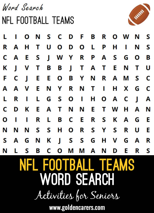 Football Teams Word Search