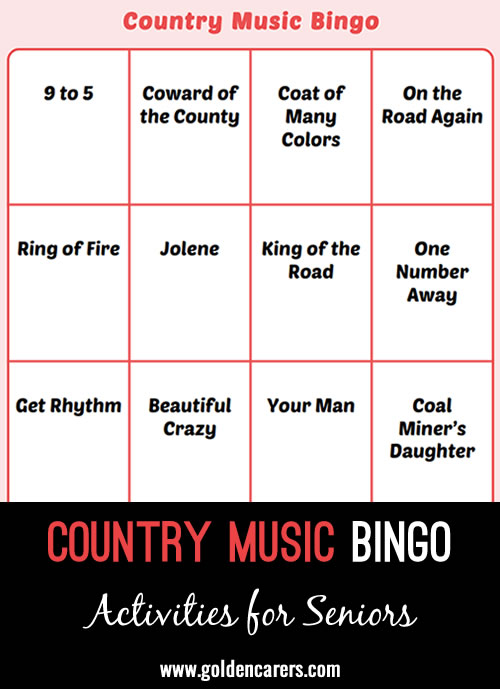 Country Music Bingo