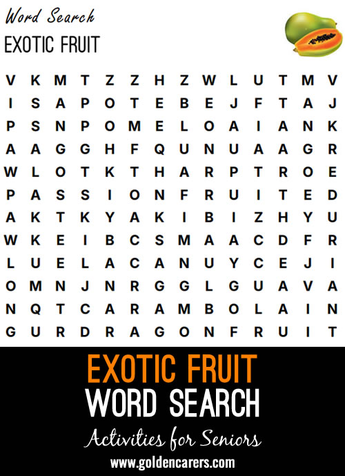 Exotic Fruit Word Search