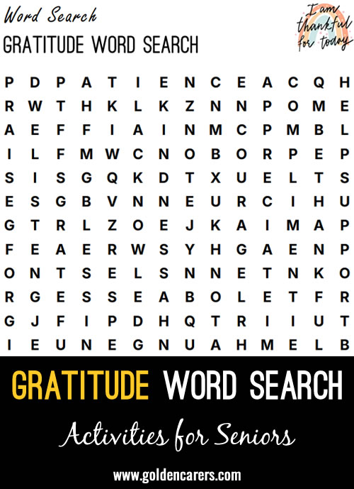 Gratitude Word Search