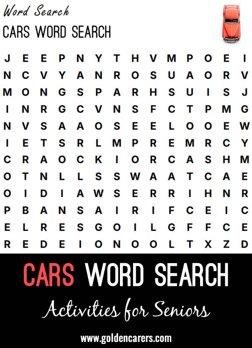 Cars Word Search