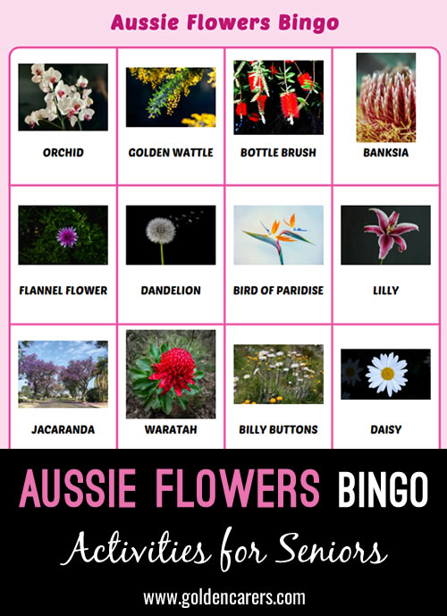 Aussie Flowers Bingo