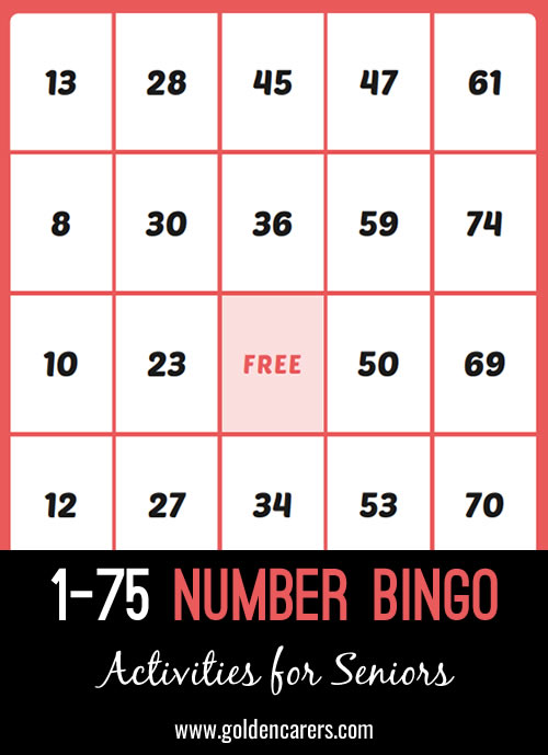 1 - 75 Classic Number Bingo